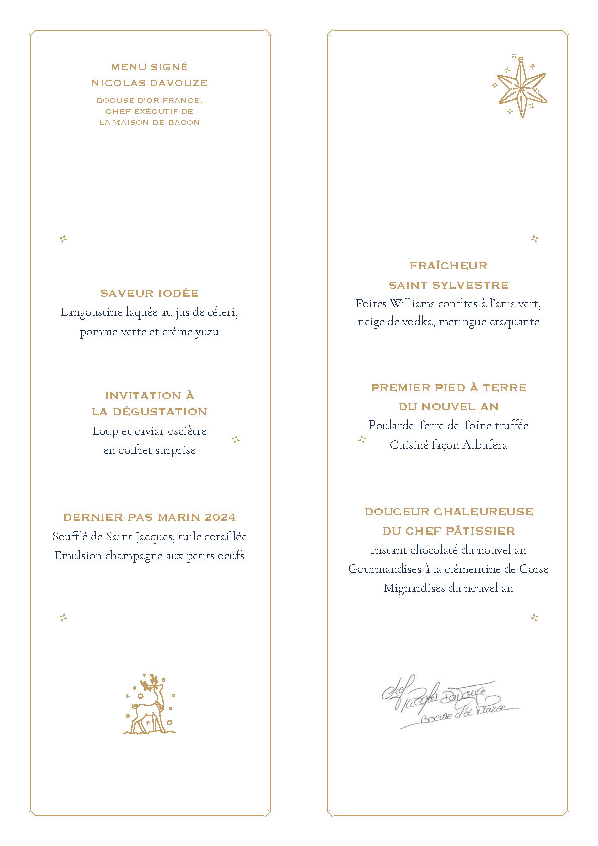 Menu de la Saint Sylvestre - La Maison de Bacon